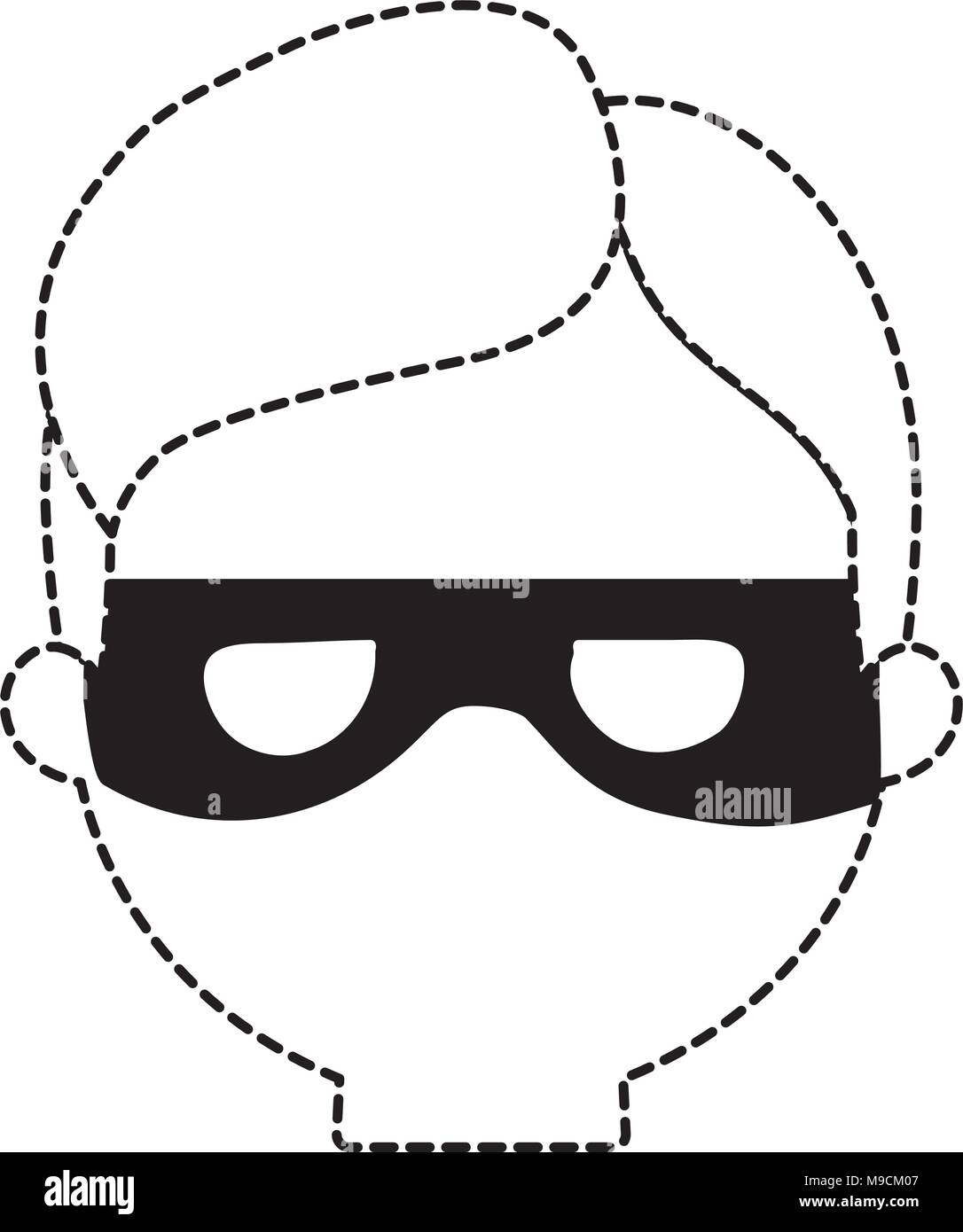 cartoon thief face icon over white background, vector illustration ...