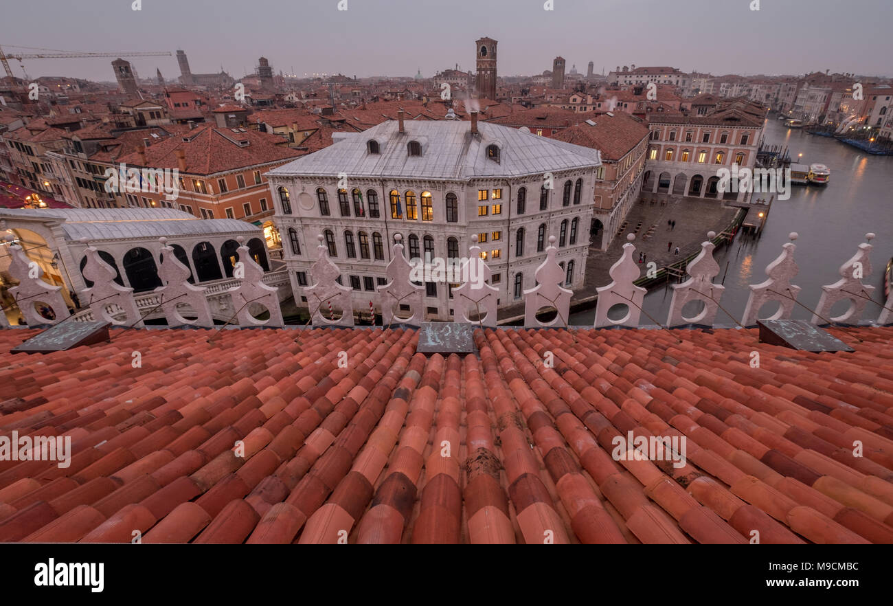 Bird's eye view of the Grand Canal, taken from the rooftop of the T ...