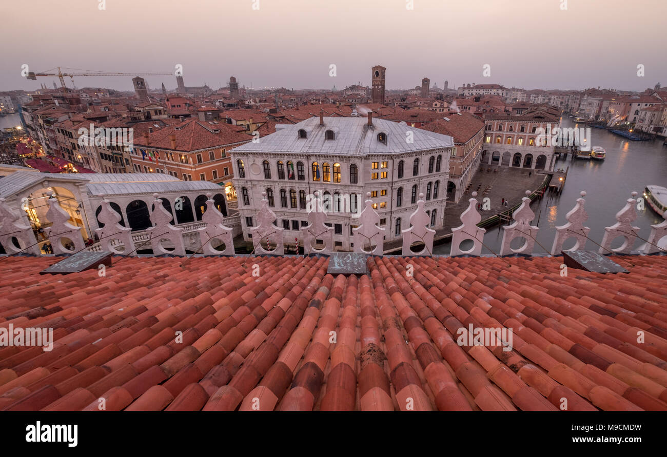 Bird's eye view of the Grand Canal, taken from the rooftop of the T ...