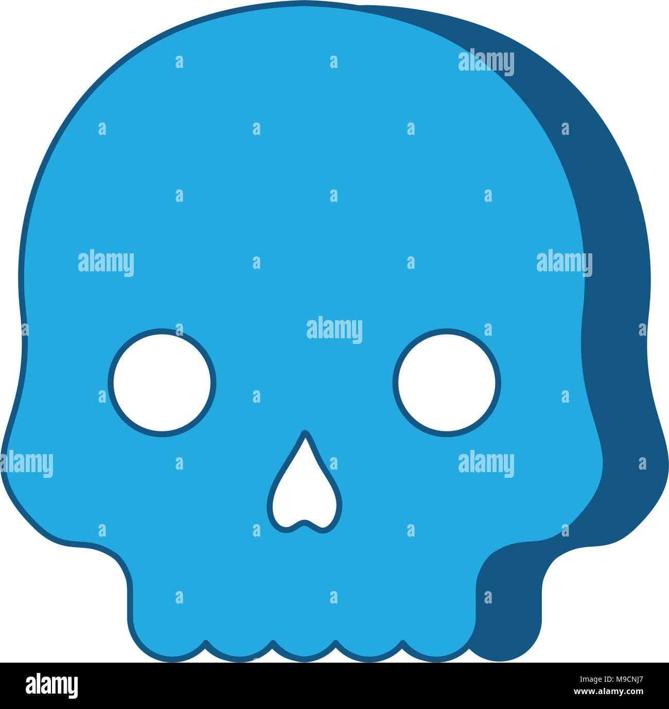skull icon over white background, blue shading design. vector ...