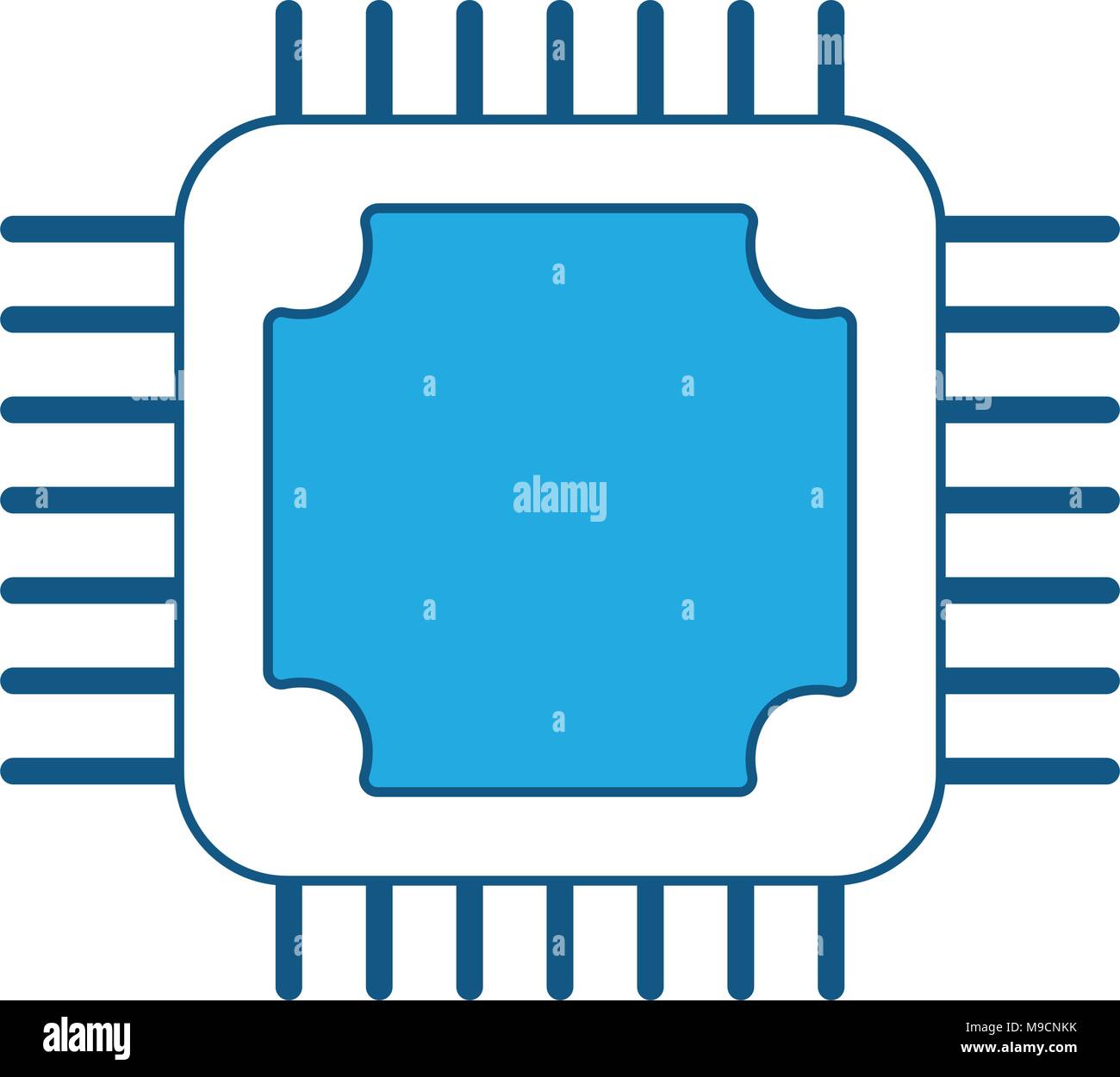 computer chip icon over white background, blue shading design. vector ...