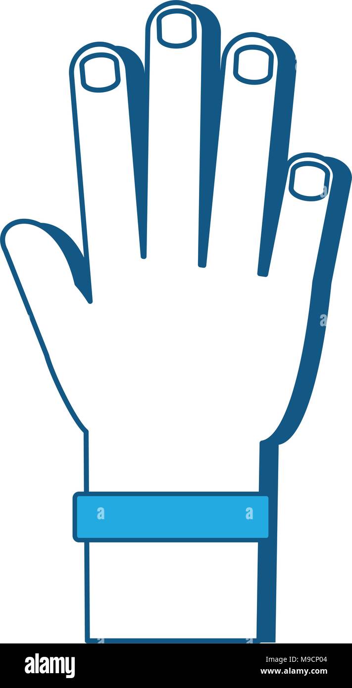 open hand icon over white background, blue shading design. vector ...