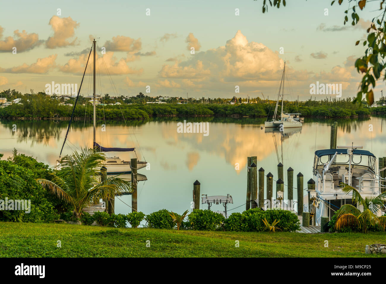 Salt Water Lake on a beautiful sunny windless day showing sailboats ...