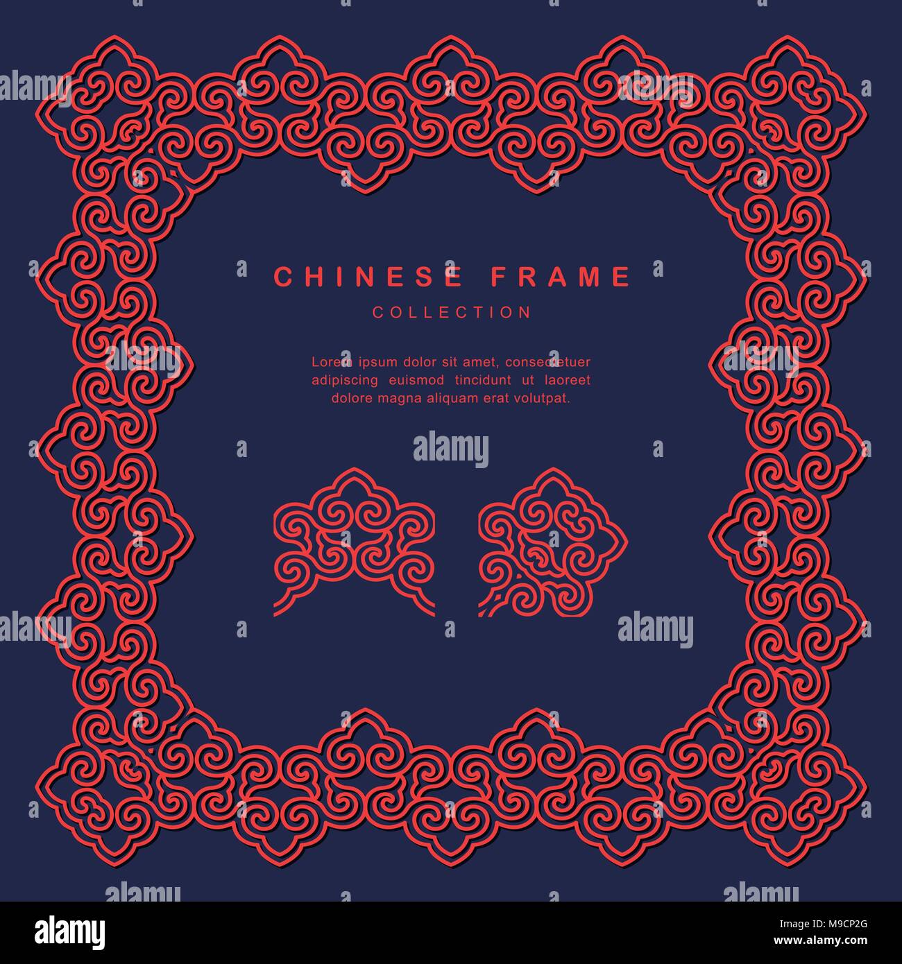 Traditional Chinese Frame Tracery Design Decoration Elements Stock ...