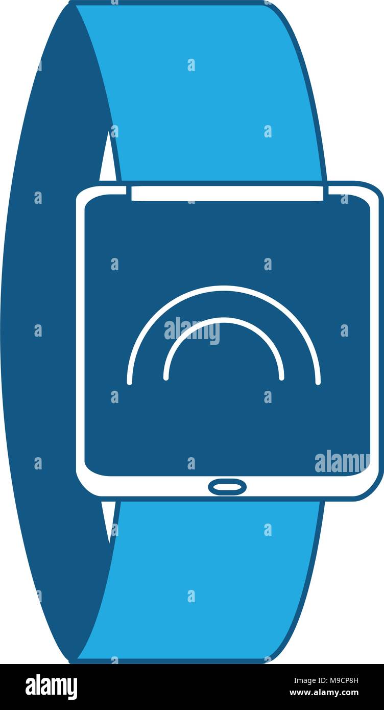 smartwatch icon over white background, blue shading design. vector ...