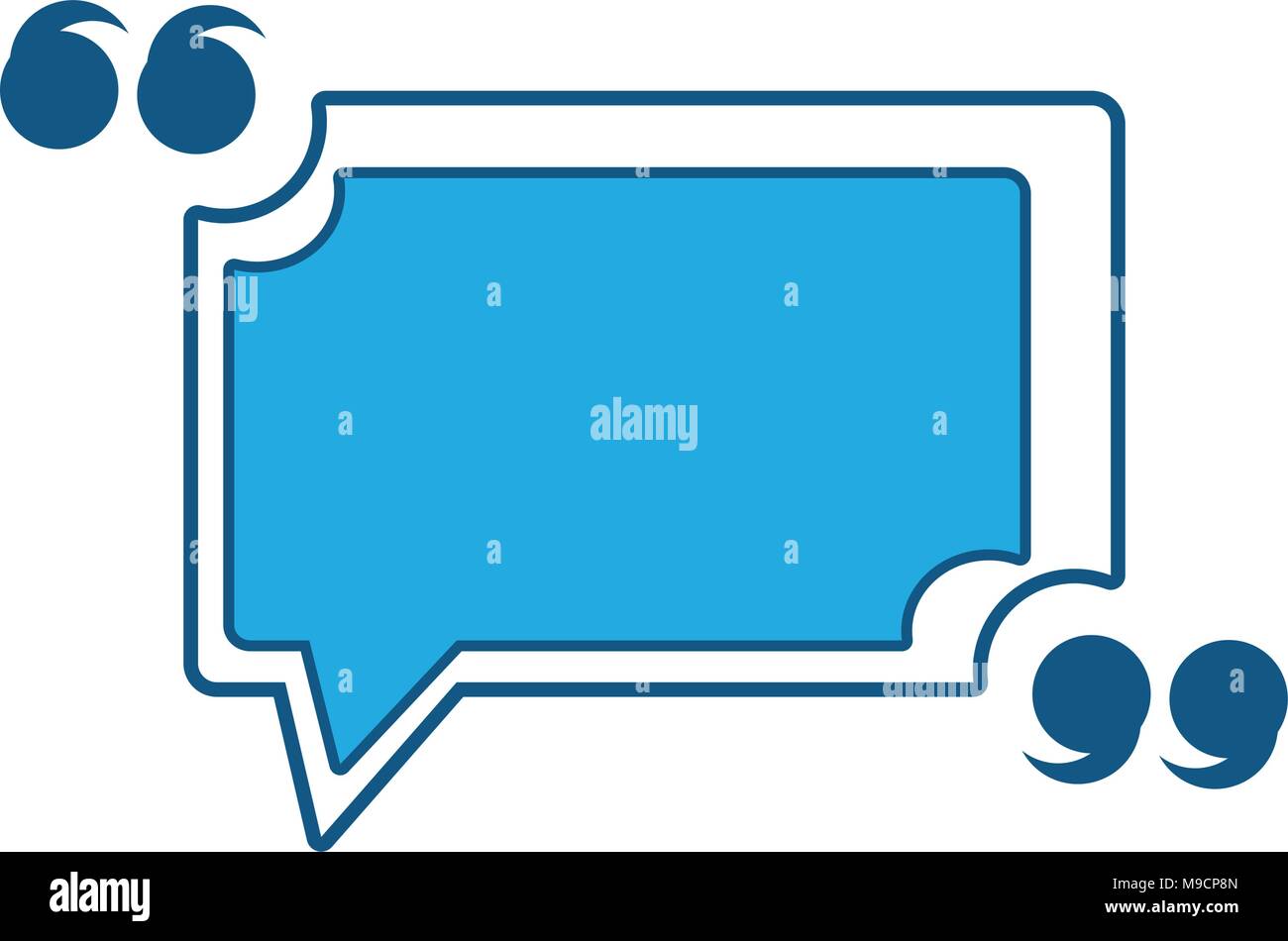 Quotation Mark Speech Bubble icon over white background, blue shading ...