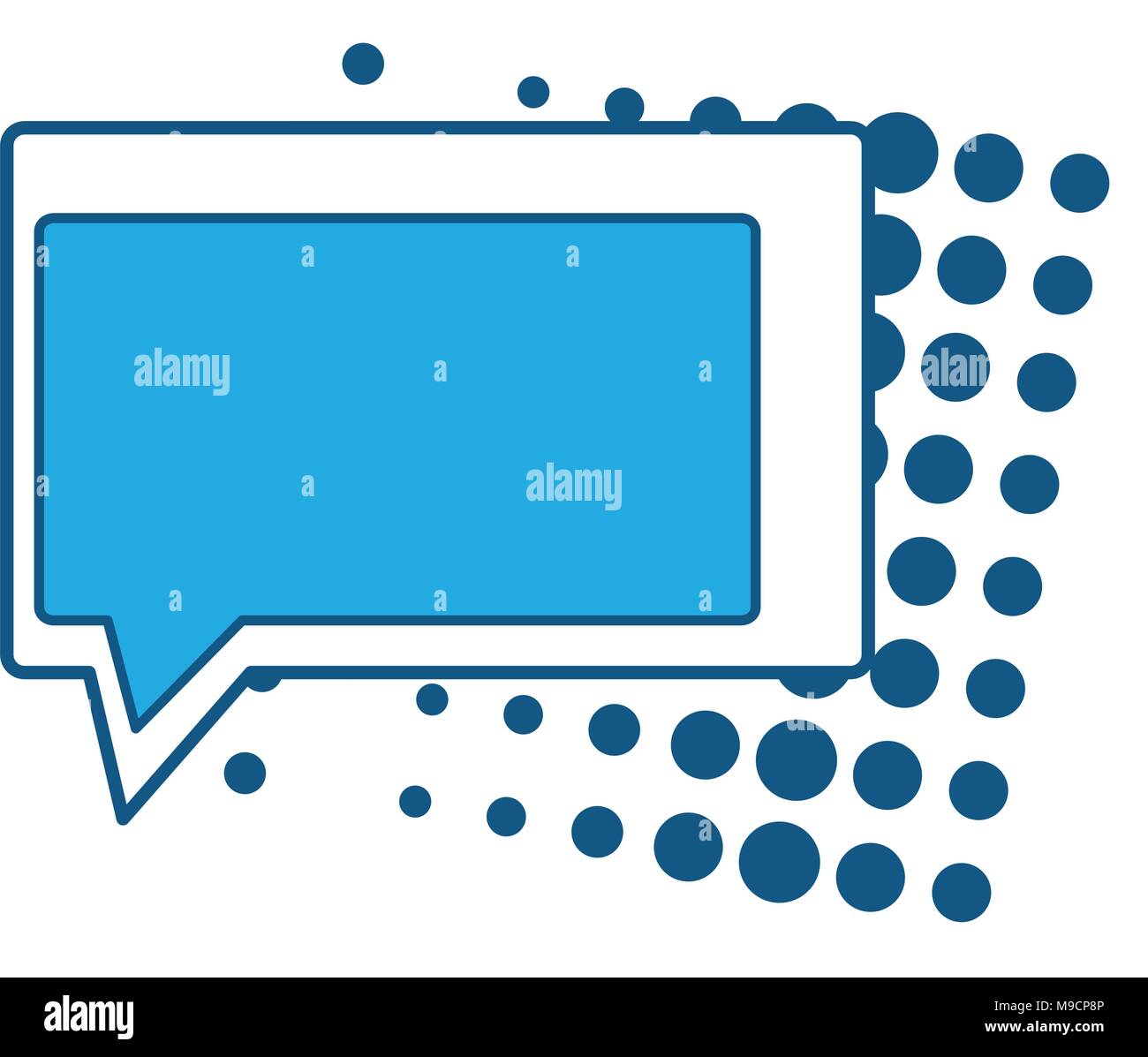 speech square bubble icon over white background, blue shading design ...