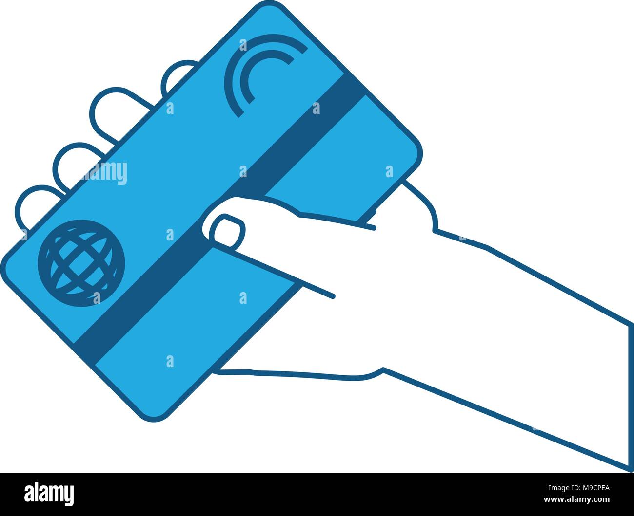 hand holding a credit card icon over white background, vector ...