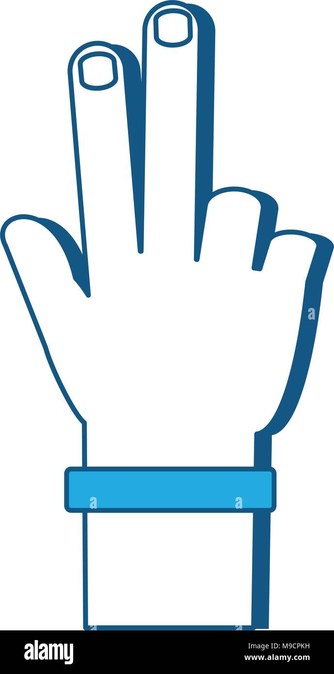 human hand icon over white background, blue shading design. vector ...