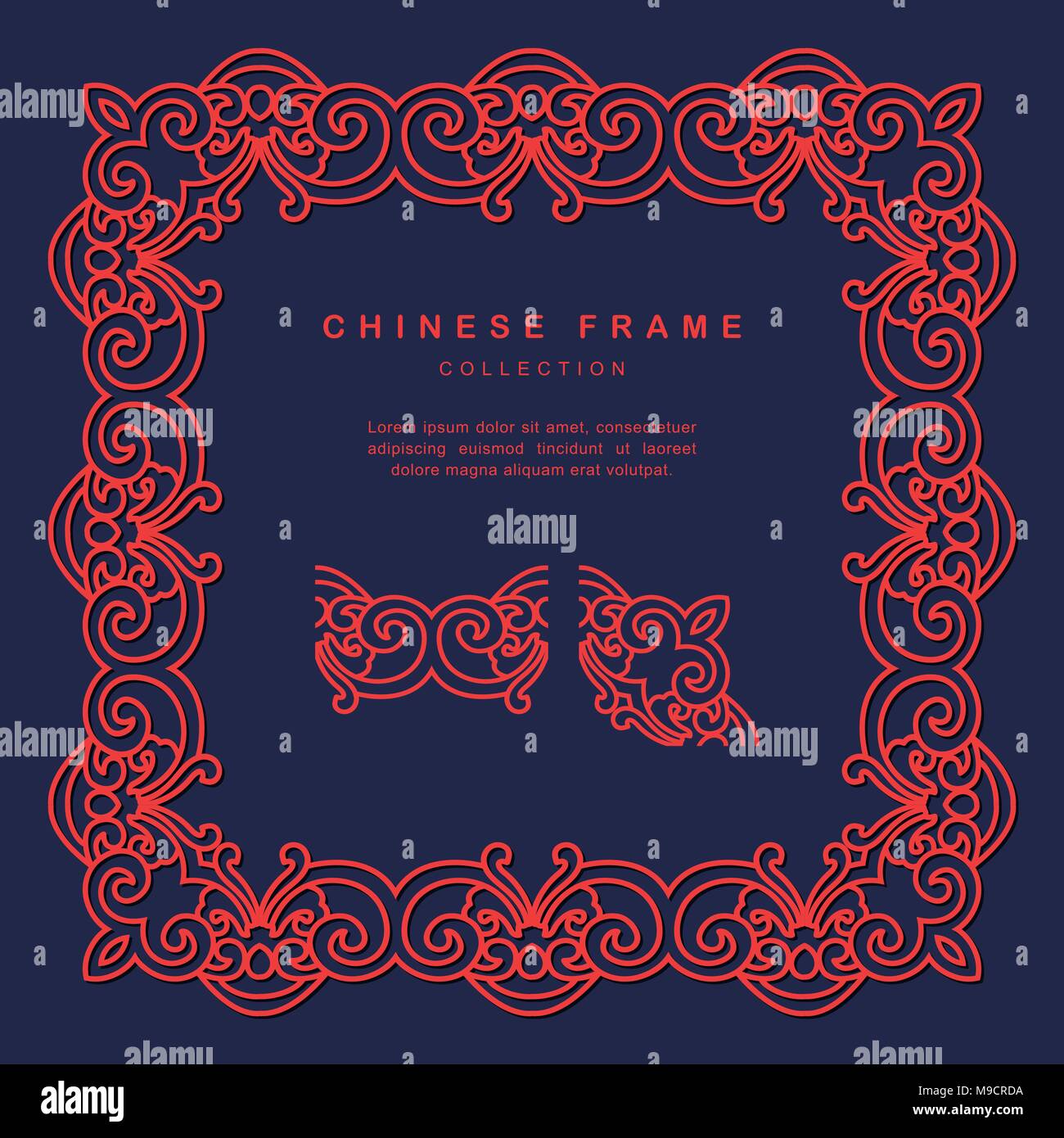 Traditional Chinese Frame Tracery Design Decoration Elements Stock ...