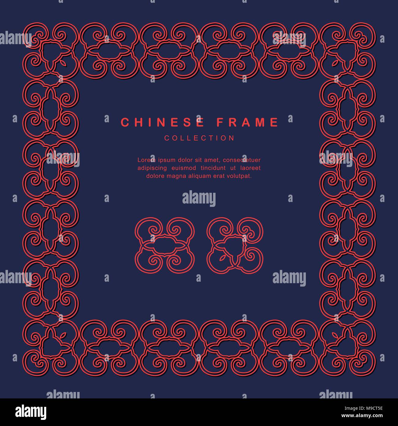 Traditional Chinese Frame Tracery Design Decoration Elements Stock ...