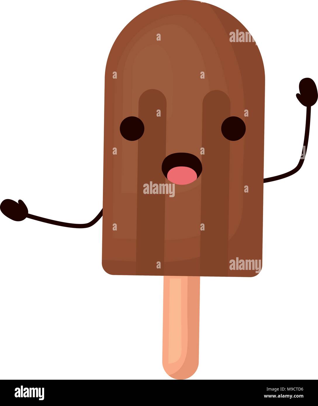 kawaii surprised ice cream bar over white background, colorful design ...