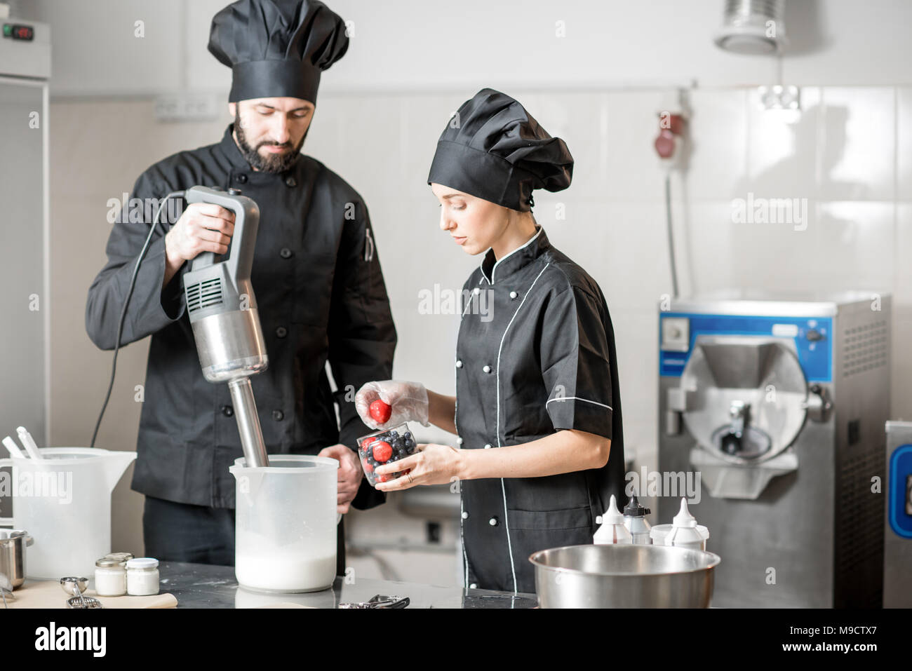 Chefs making ice cream Stock Photo - Alamy