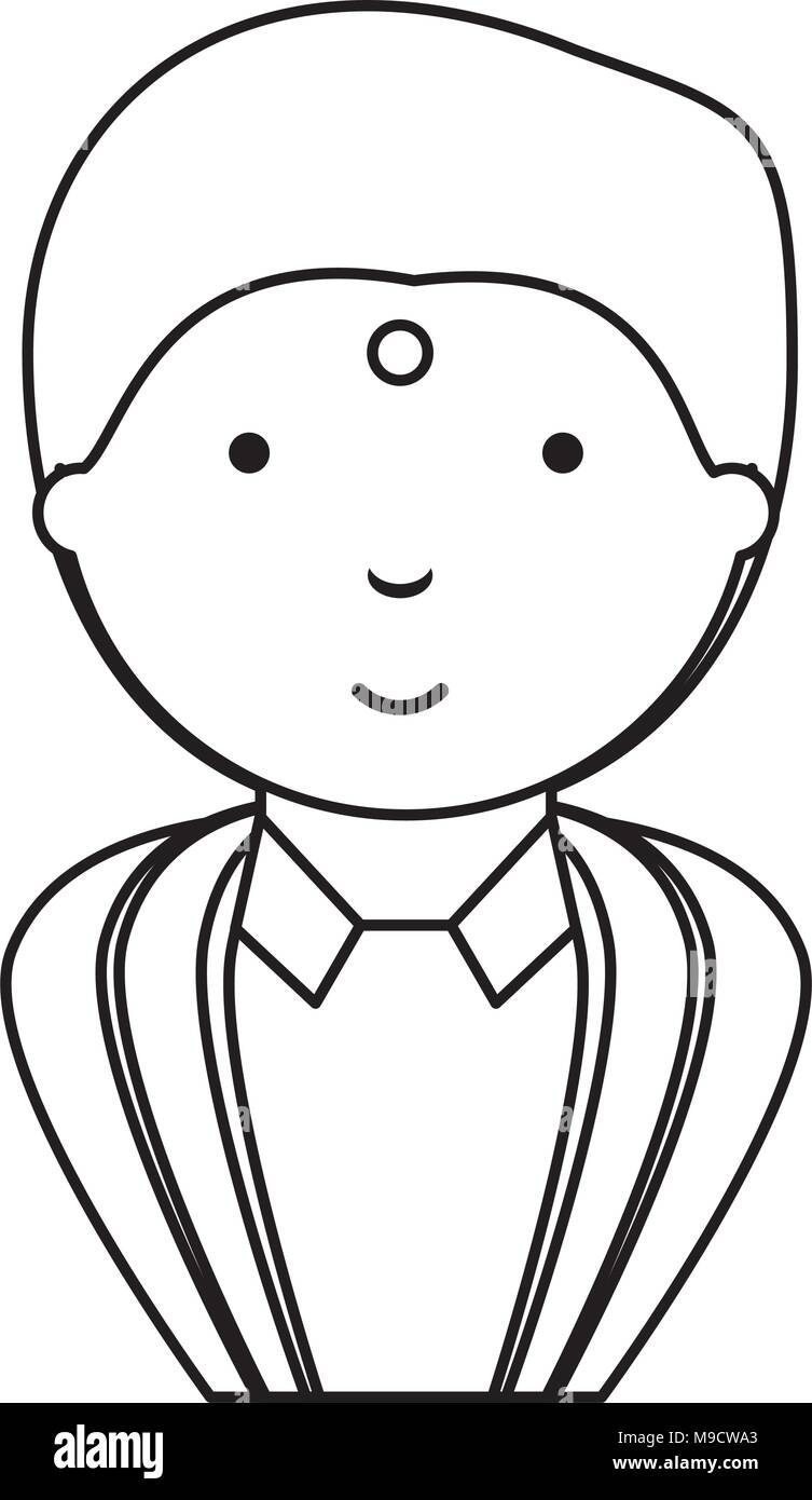Hindu man with traditional costume over white background, vector ...