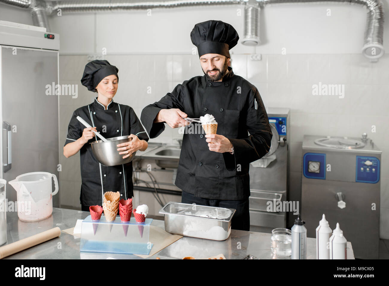 Chefs making ice cream Stock Photo - Alamy