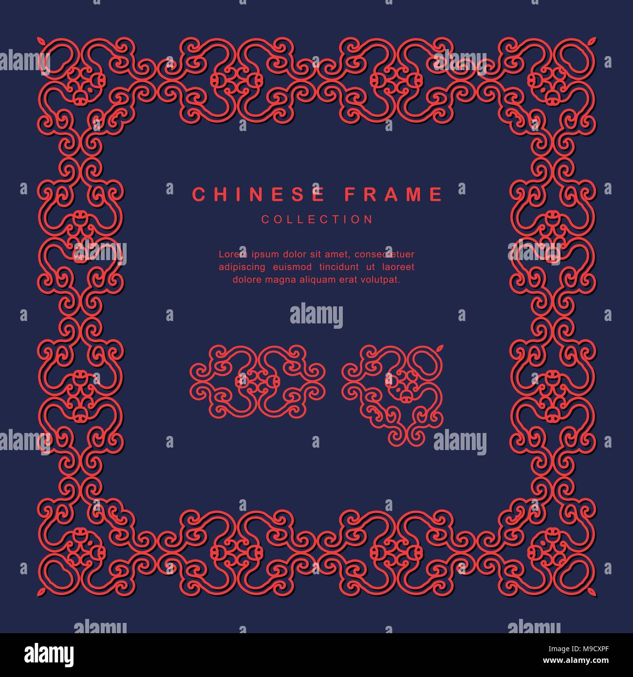 Traditional Chinese Frame Tracery Design Decoration Elements Stock ...