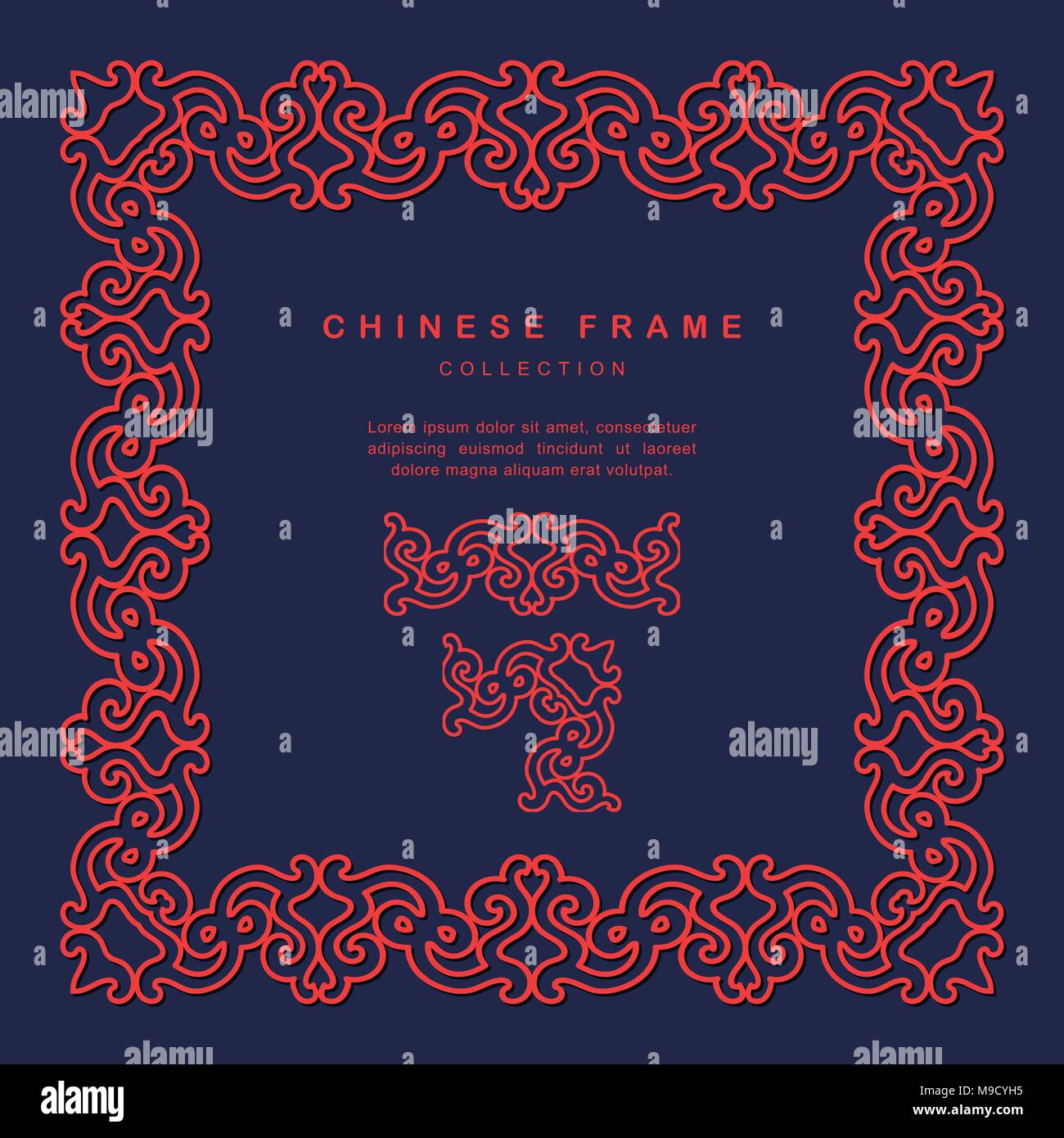 Traditional Chinese Frame Tracery Design Decoration Elements Stock ...