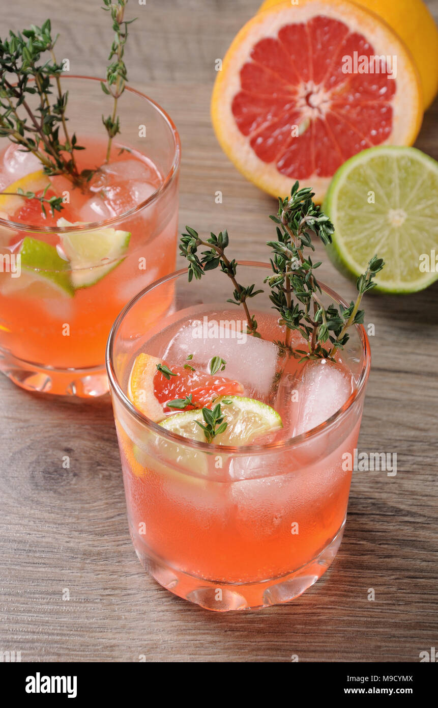 Muddled lime and thyme, combined with fresh grapefruit juice and ...