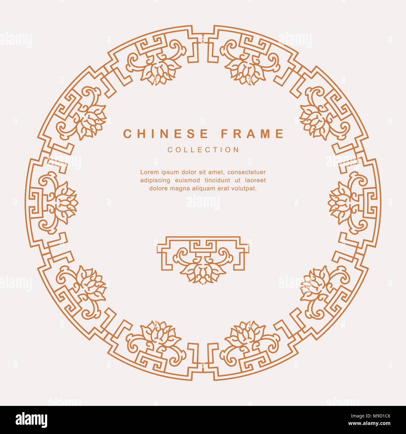 Traditional Chinese Round Frame Tracery Design Decoration Elements ...