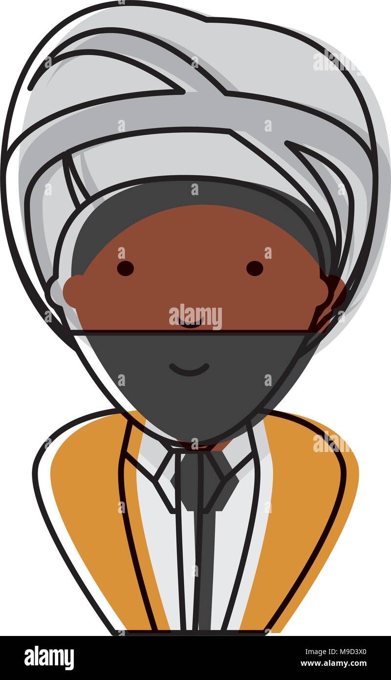 cartoon Indian man wearing a turban over white background, colorful ...