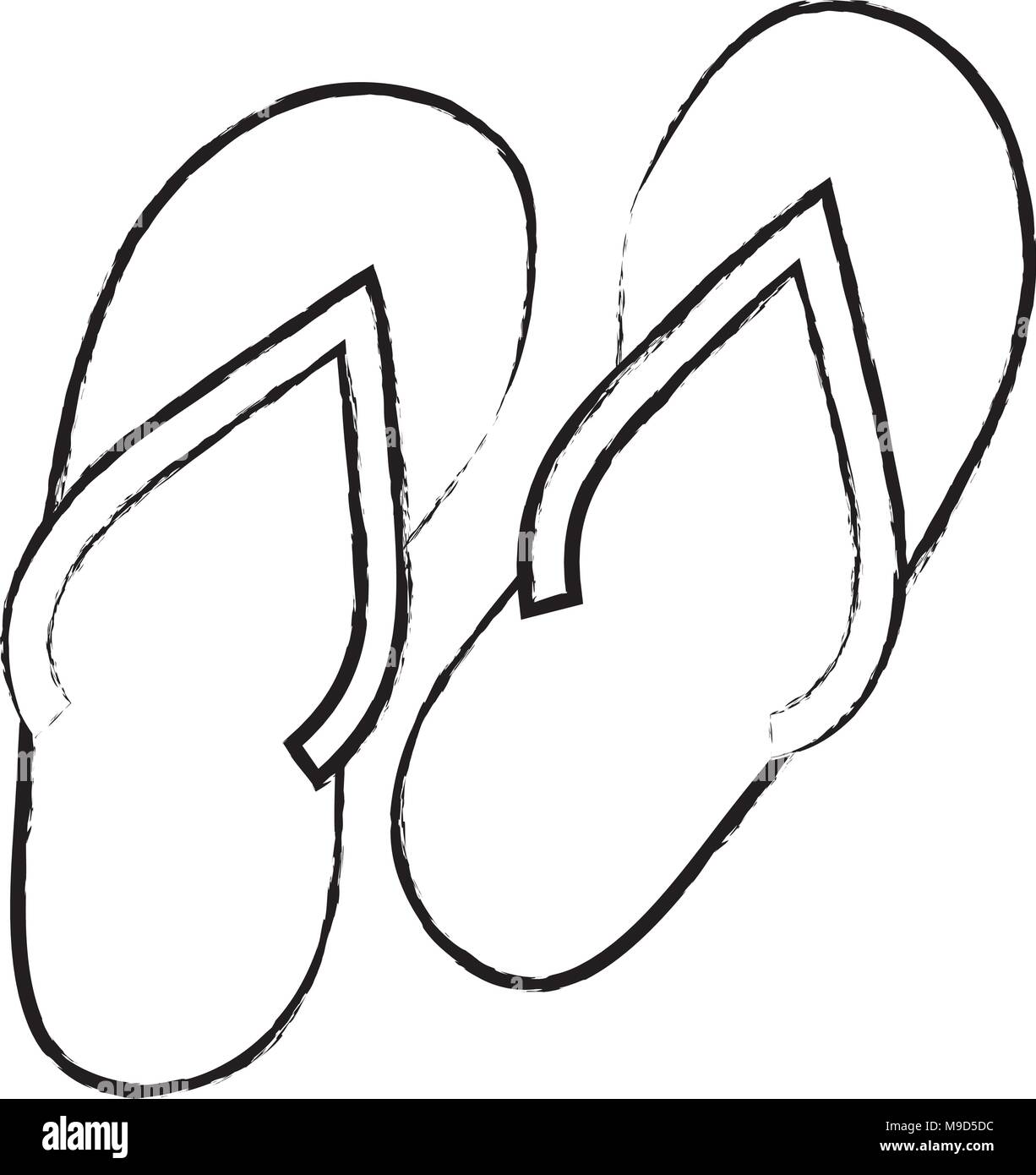 sketch of beach sandals icon over white background, vector illustration ...