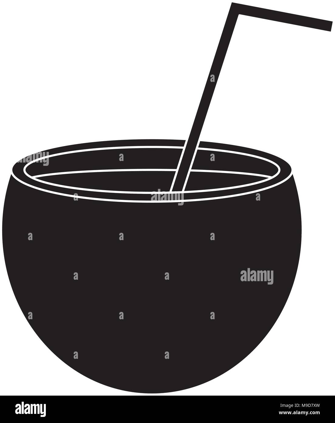 coconut cocktail icon over white background, vector illlustration Stock ...