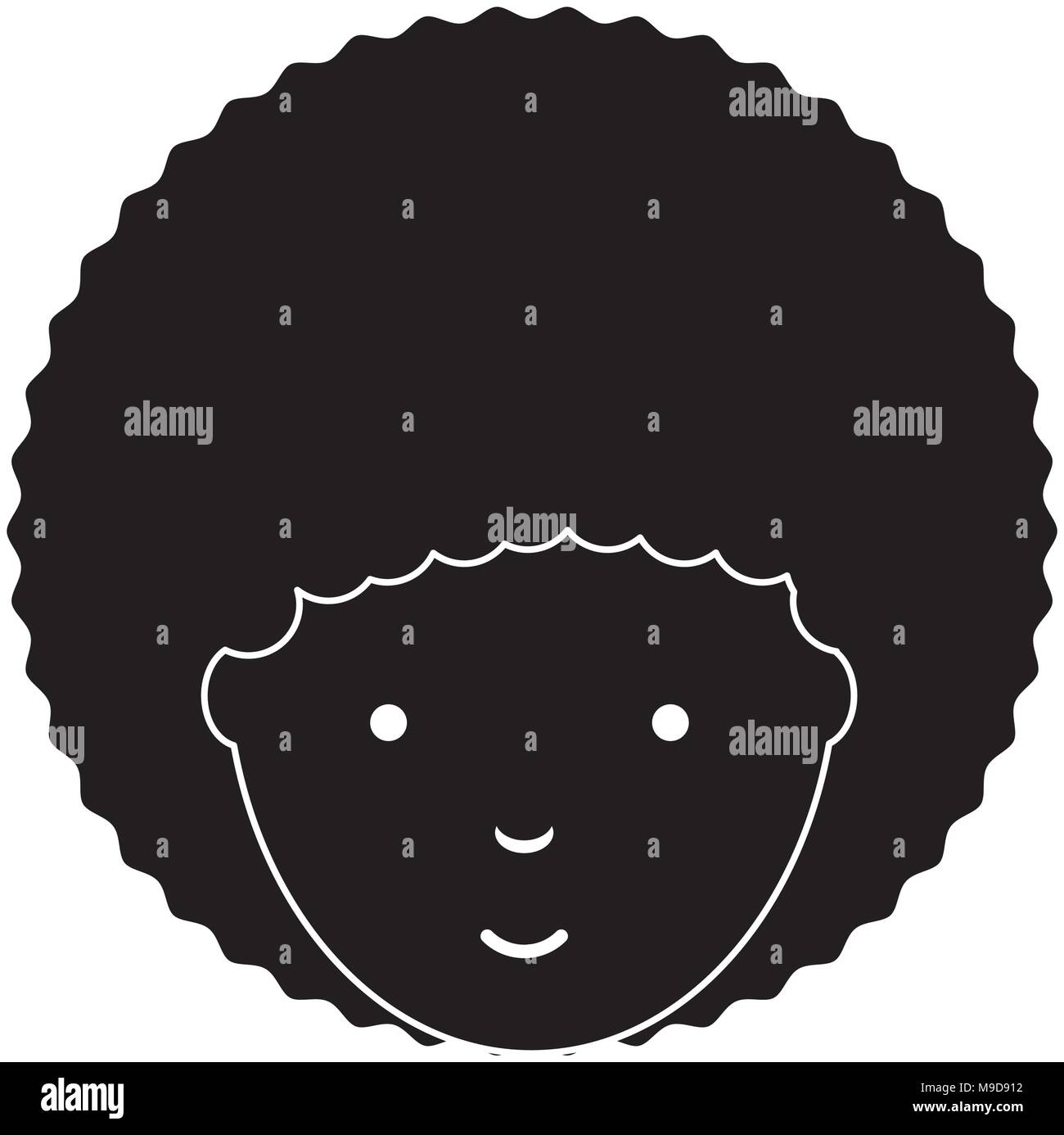 cartoon woman with afro hairstyle icon over white background, vector ...