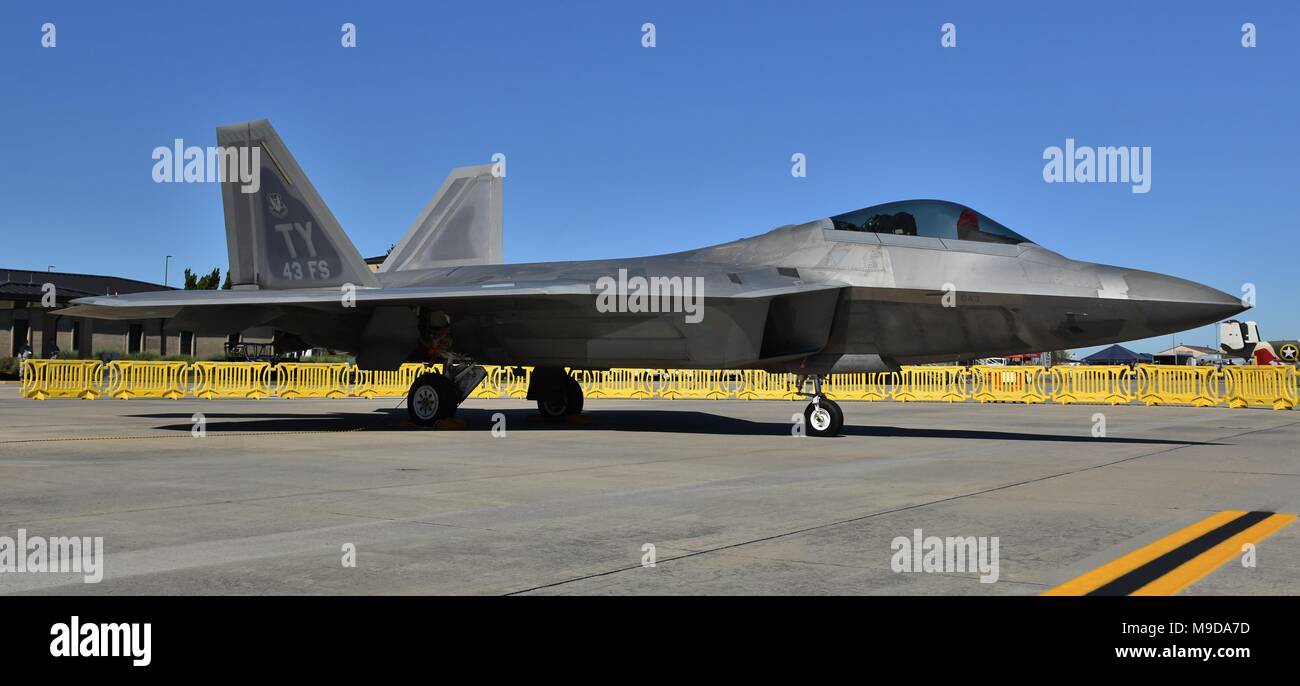 An Air Force F-22 Raptor on the runway at Moody Air Force Base. This F ...