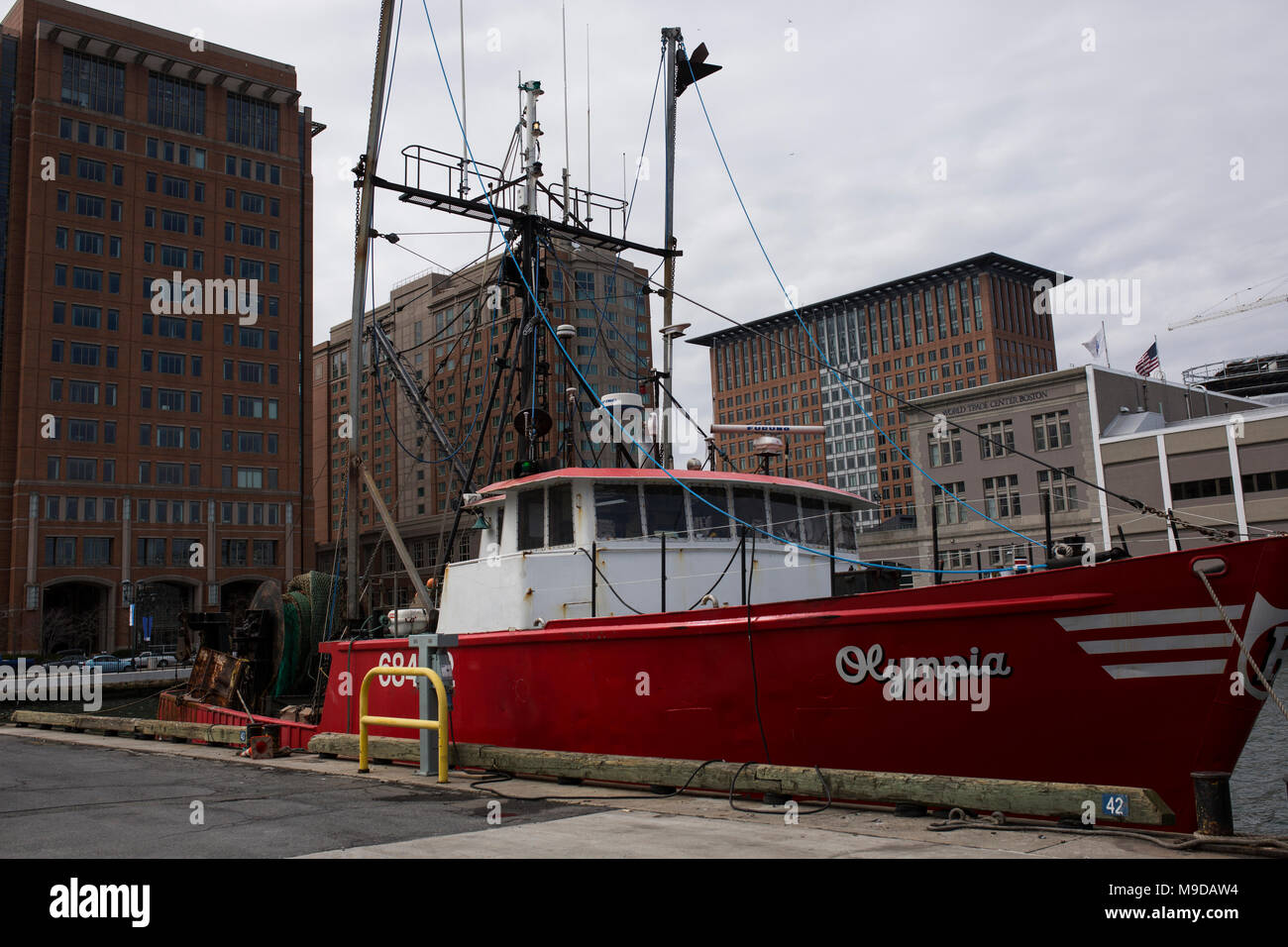 A fishing boat moored in the Inner Harbor in Boston, Massachusetts ...