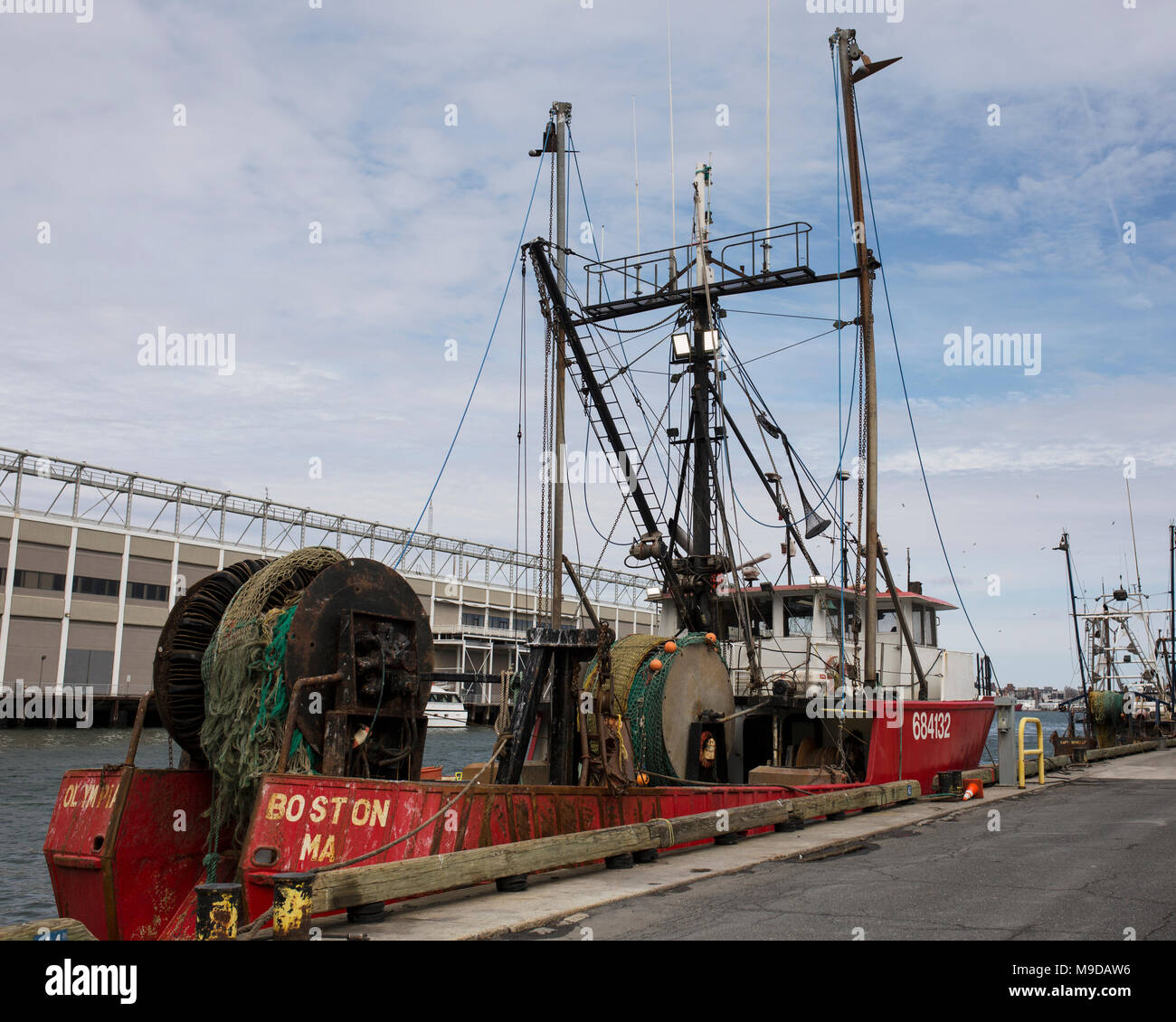 A fishing boat moored in the Inner Harbor in Boston, Massachusetts ...