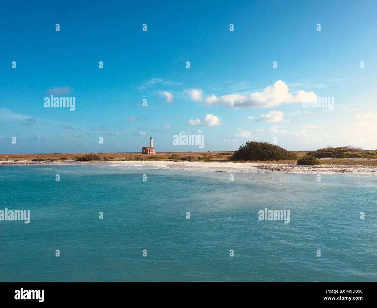 Ocean, coast and lighthouse - beautiful landscape of Klein Curacao ...