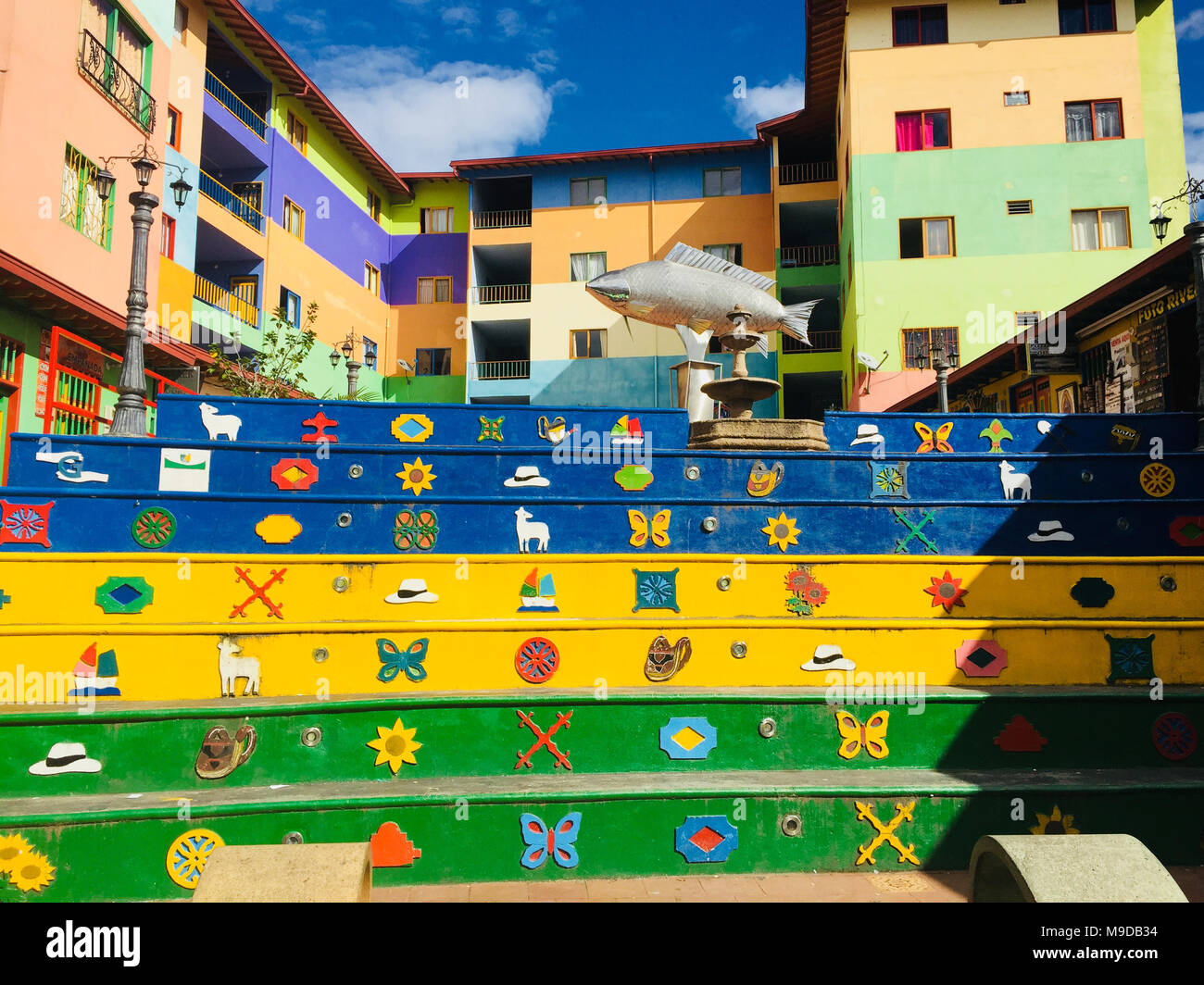 Guatape, Colombia - february 2018: Colorful streets and ornate houses ...