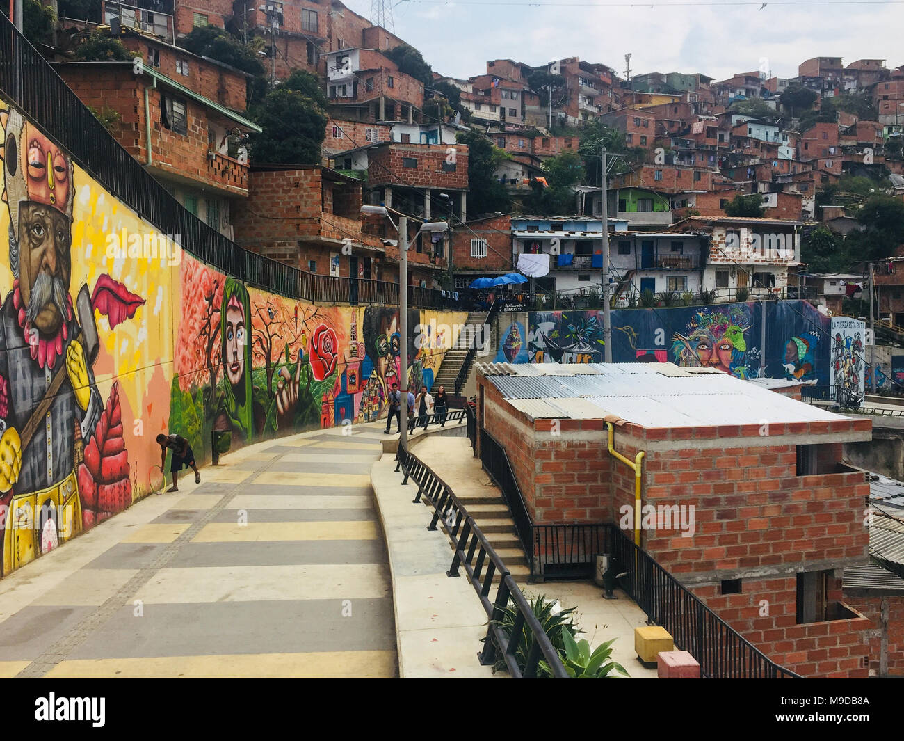 Medellin, Colombia - february 2018:Graffiti mural paintings in the ...