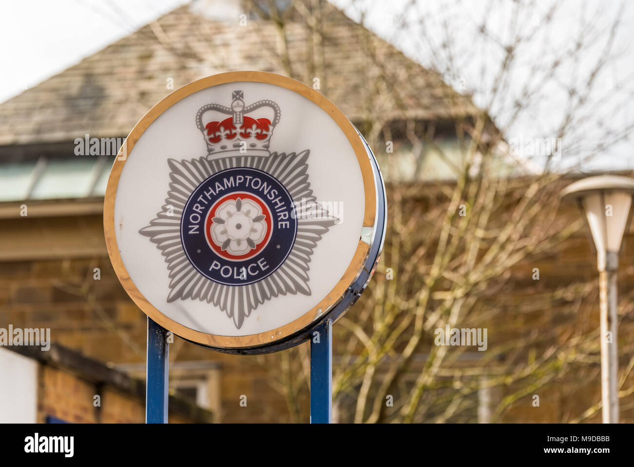 Daventry UK March 13 2018: Northamptonshire Police logo sign stand in ...