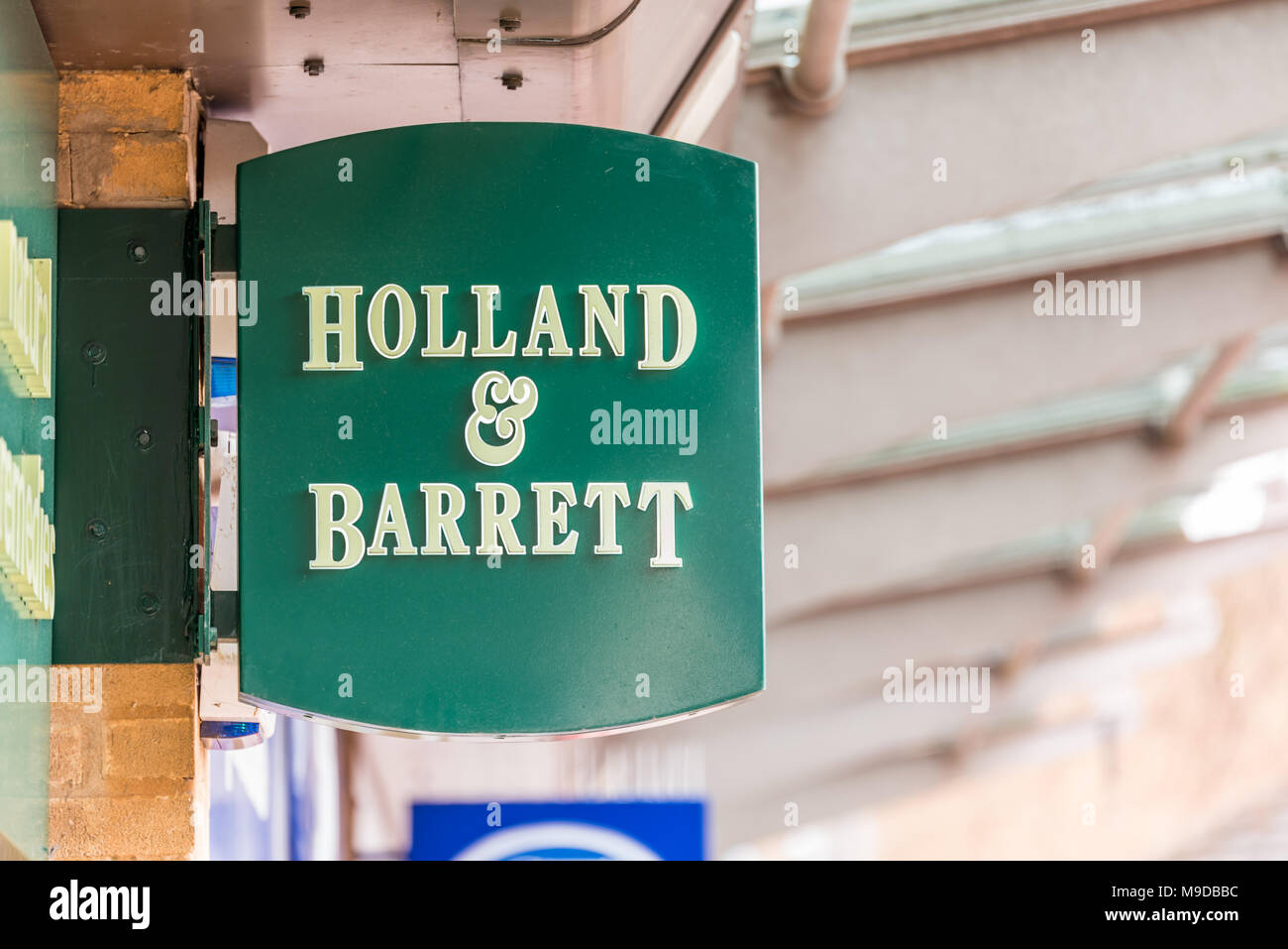 Daventry UK March 13 2018: Holland and Barrett logo sign in Daventry ...