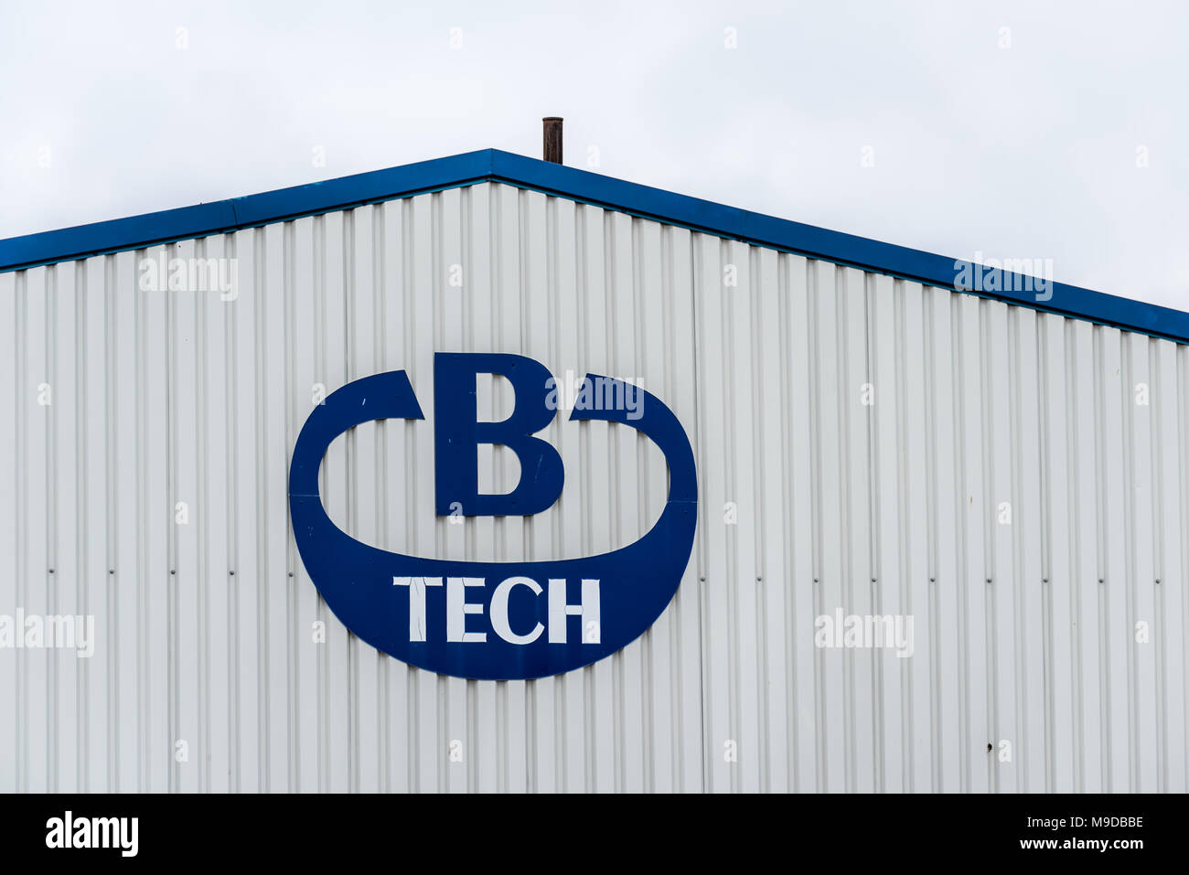 Daventry UK March 13 2018: Day view of B-Tech International Ltd Logo ...