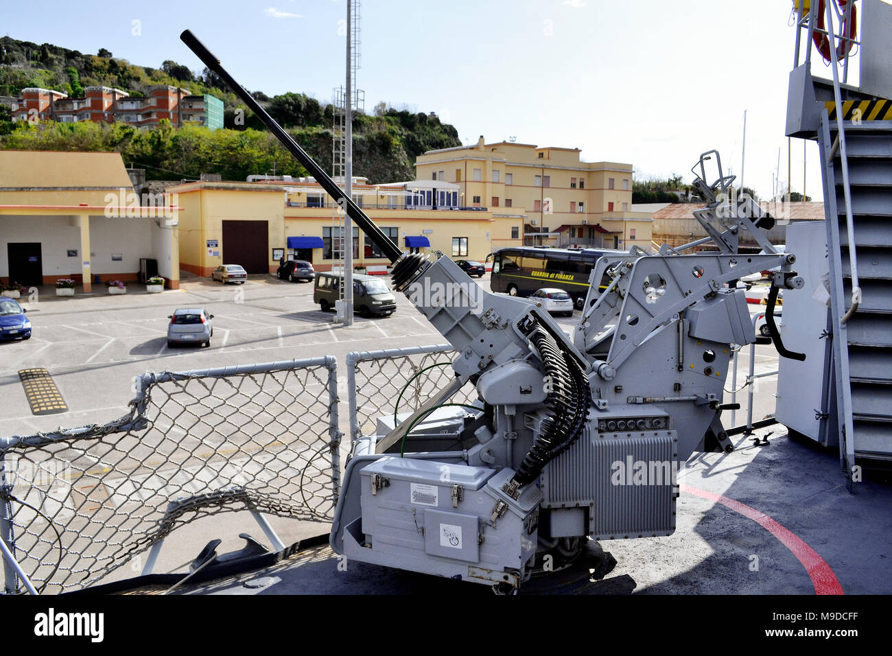 Machine gun on military ship 'Chimera' of the Italian Navy, employed in ...