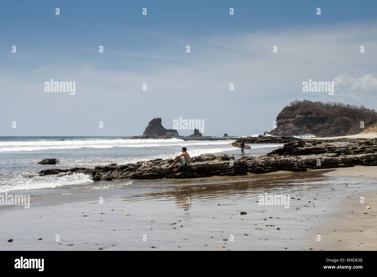 Scenic Playa Maderas beach on the west coast of Nicaragua Stock Photo ...