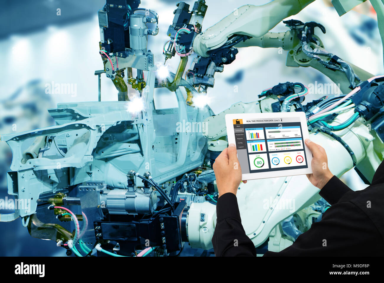 iot industry 4.0 concept,industrial engineer using software (augmented, virtual reality) in ...