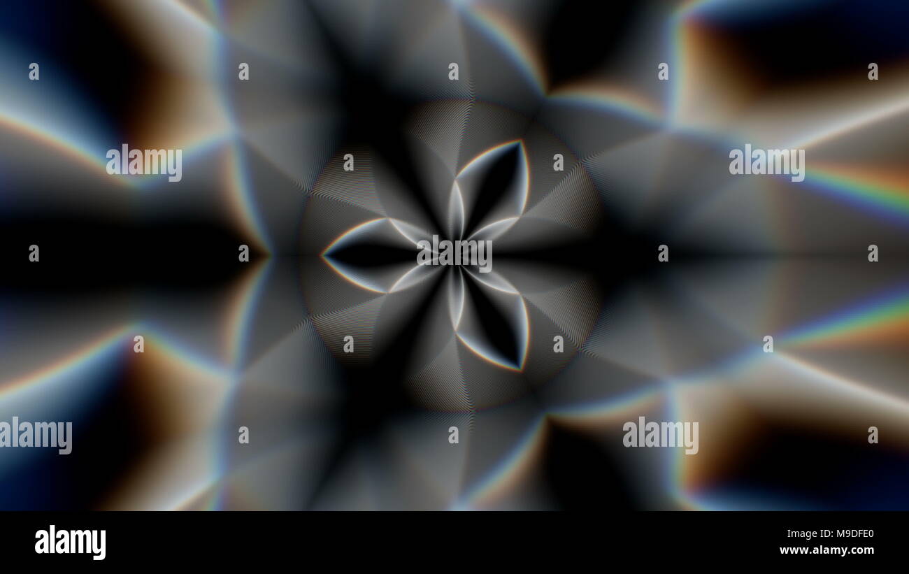 Abstract symmetry kaleidoscope with chromatic aberrations, 3d render ...