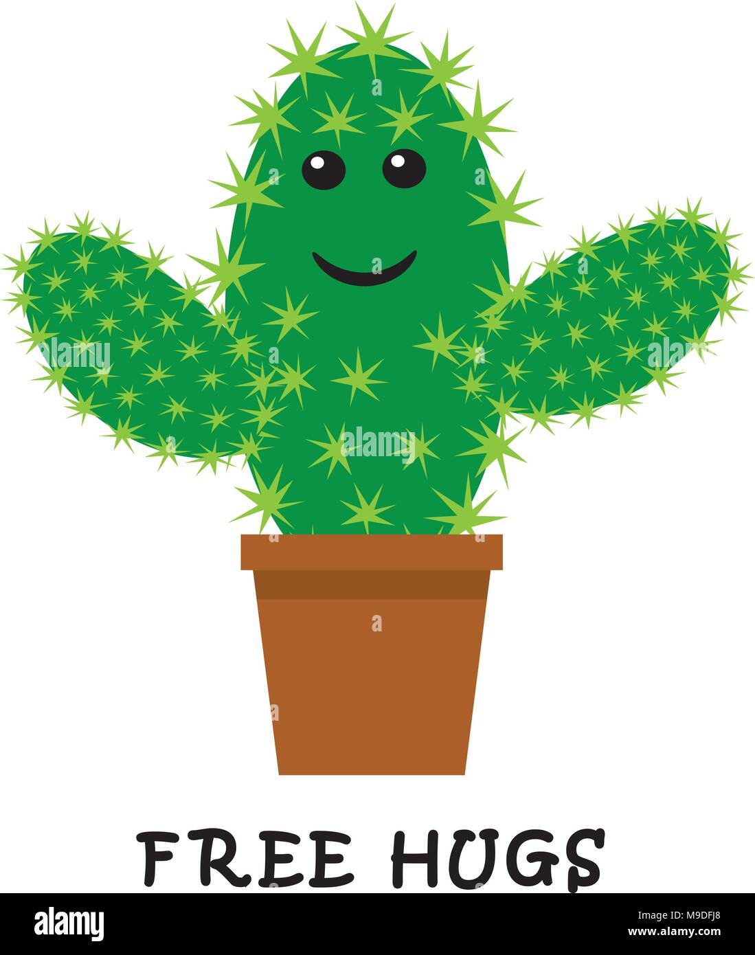 vector illustration of funny cartoon cactus in a pot Stock Vector Image ...