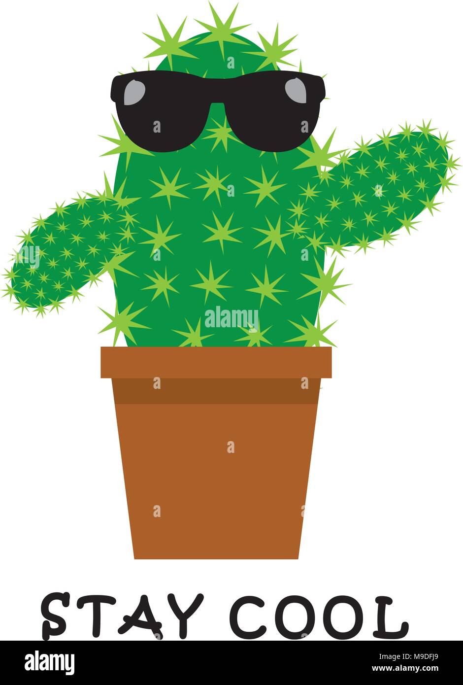 vector illustration of funny cartoon cactus in a pot Stock Vector Image ...