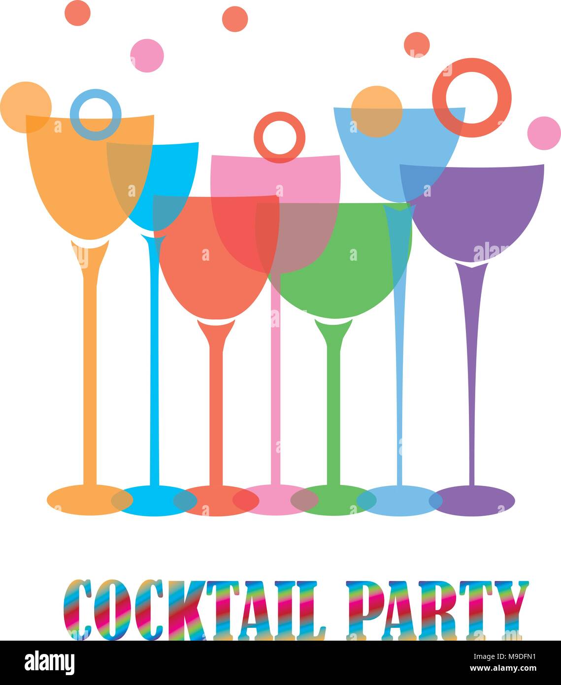 vector illustration of cocktail party with wine glasses Stock Vector ...