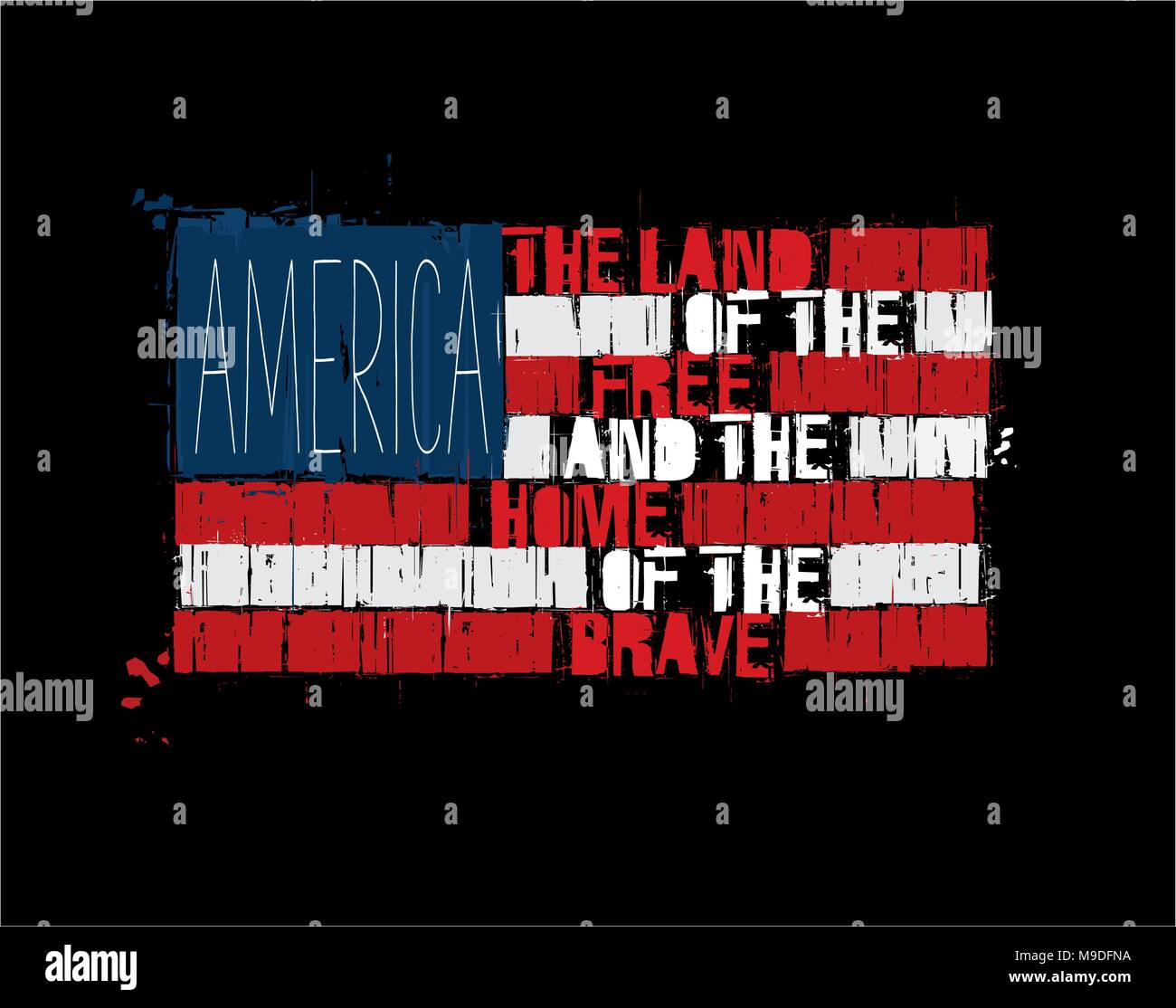 Grunge Textured Illustration of the phrase “America Land of the Free ...