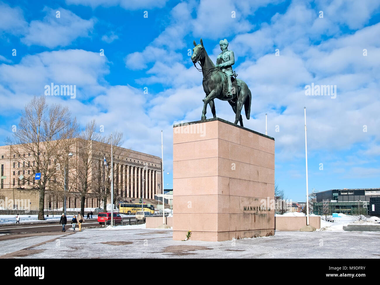 HELSINKI, FINLAND - MARCH 13, 2010: The equestrian statue of the ...