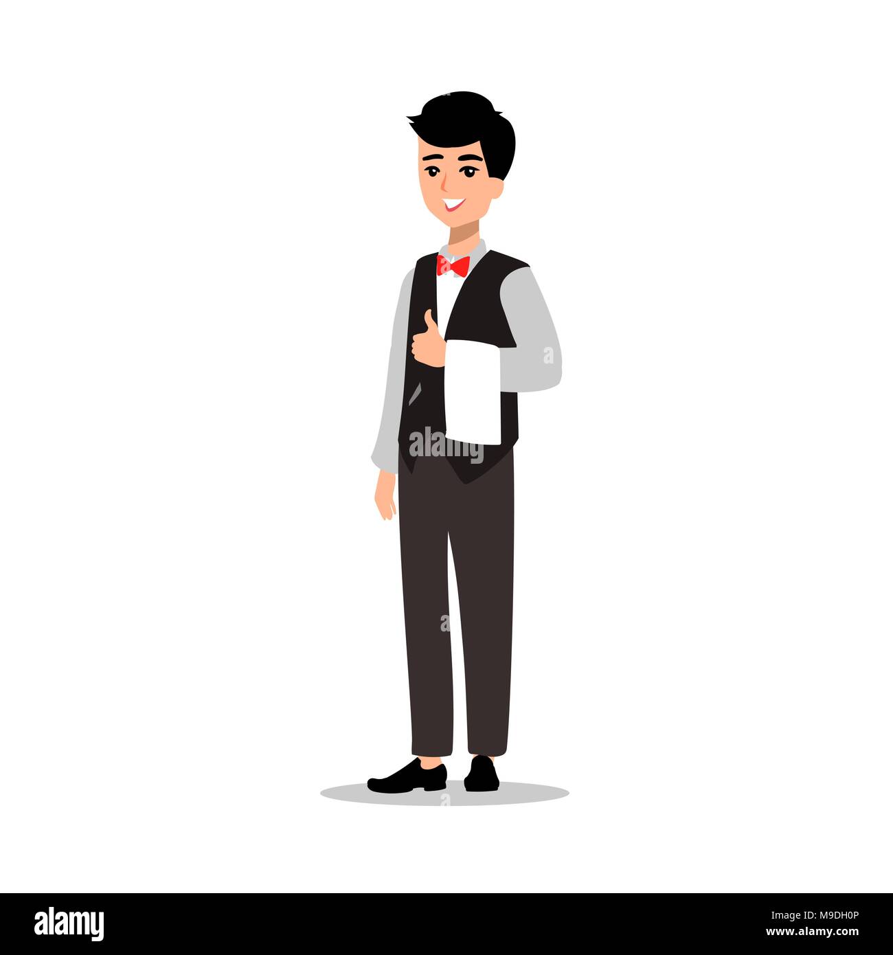 waiter wearing the uniform holding a dish of chicken cartoon character ...