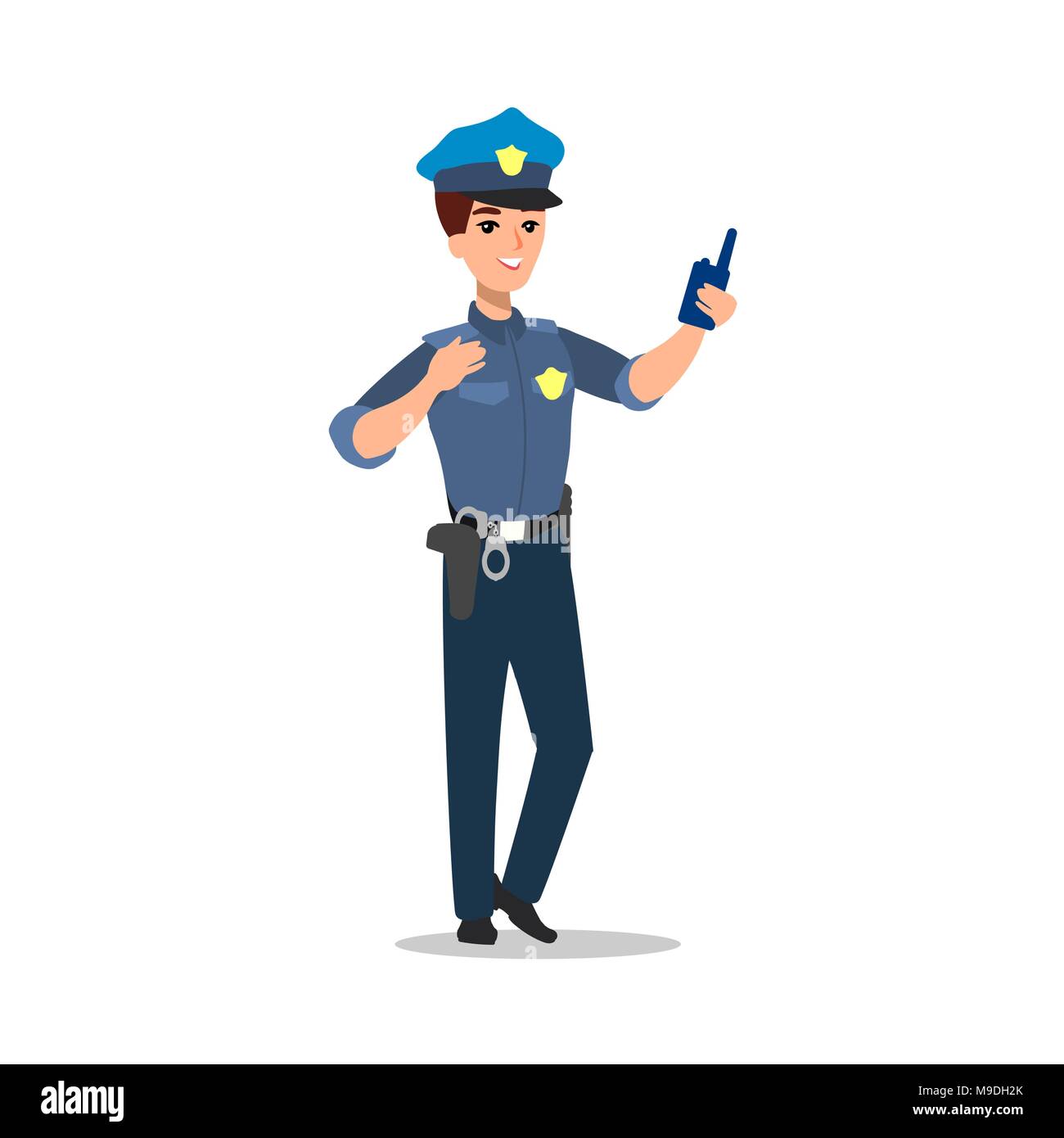 Policeman character set. Full length officer, different views, emotions ...