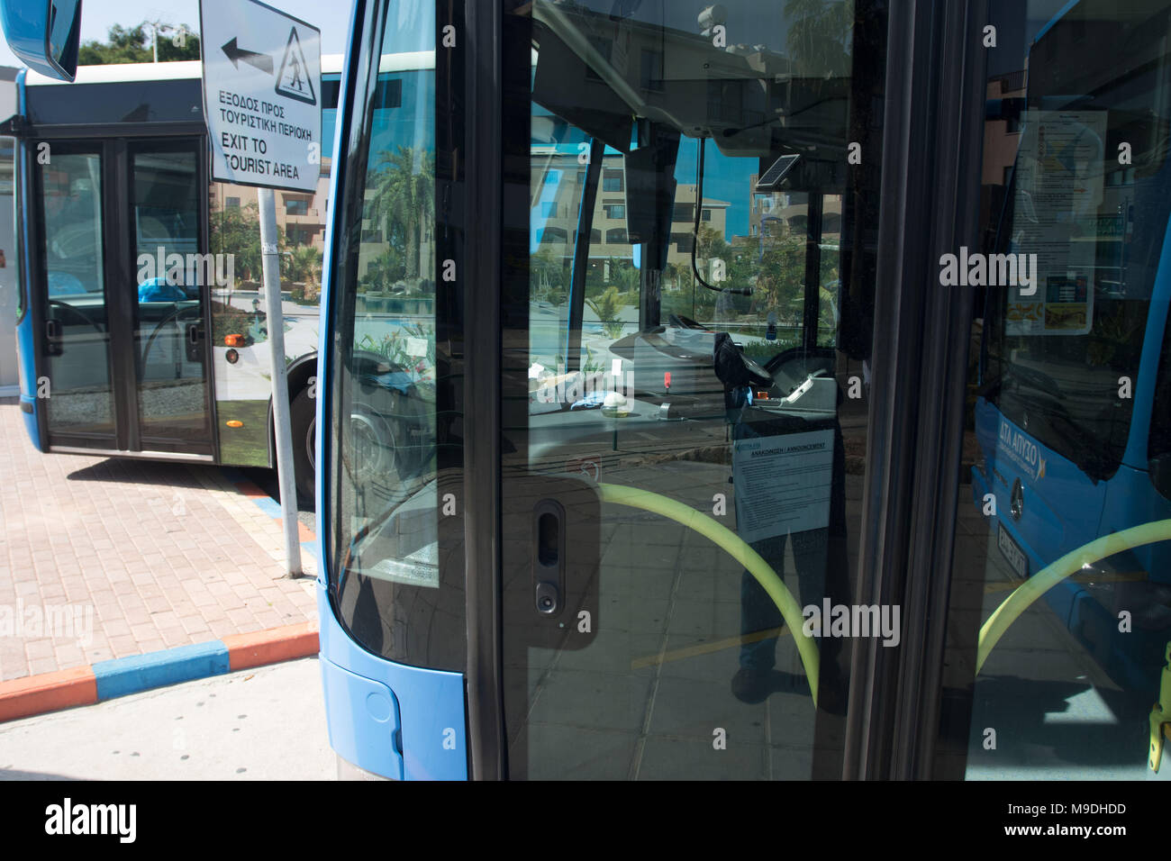 paphos district blue busses at the kato paphos bus terminus paphos in ...