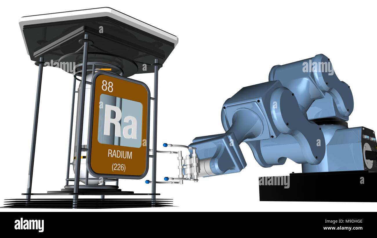 Radium symbol in square shape with metallic edge in front of a ...