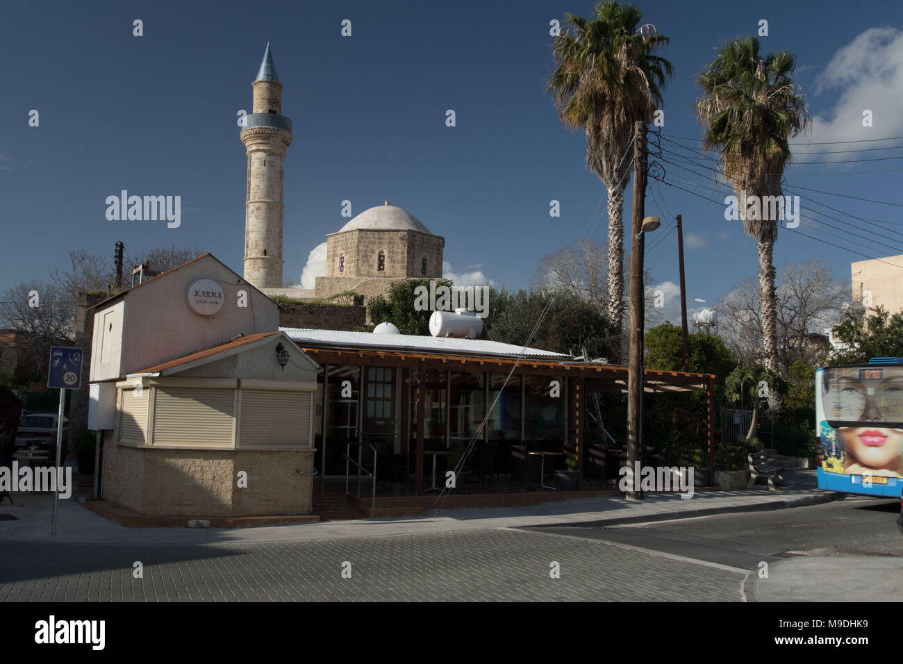 Cami-i-Kebir Mosque in the old town of paphos, on the mediterranean ...